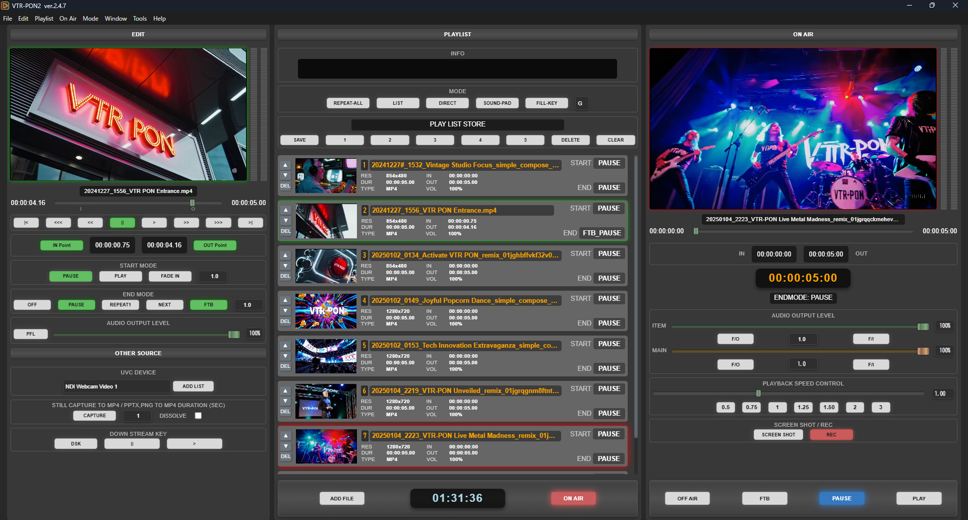 ポン出しソフト VTR-PON 2｜動画・音声・UVCビデオをシームレスにポン出し